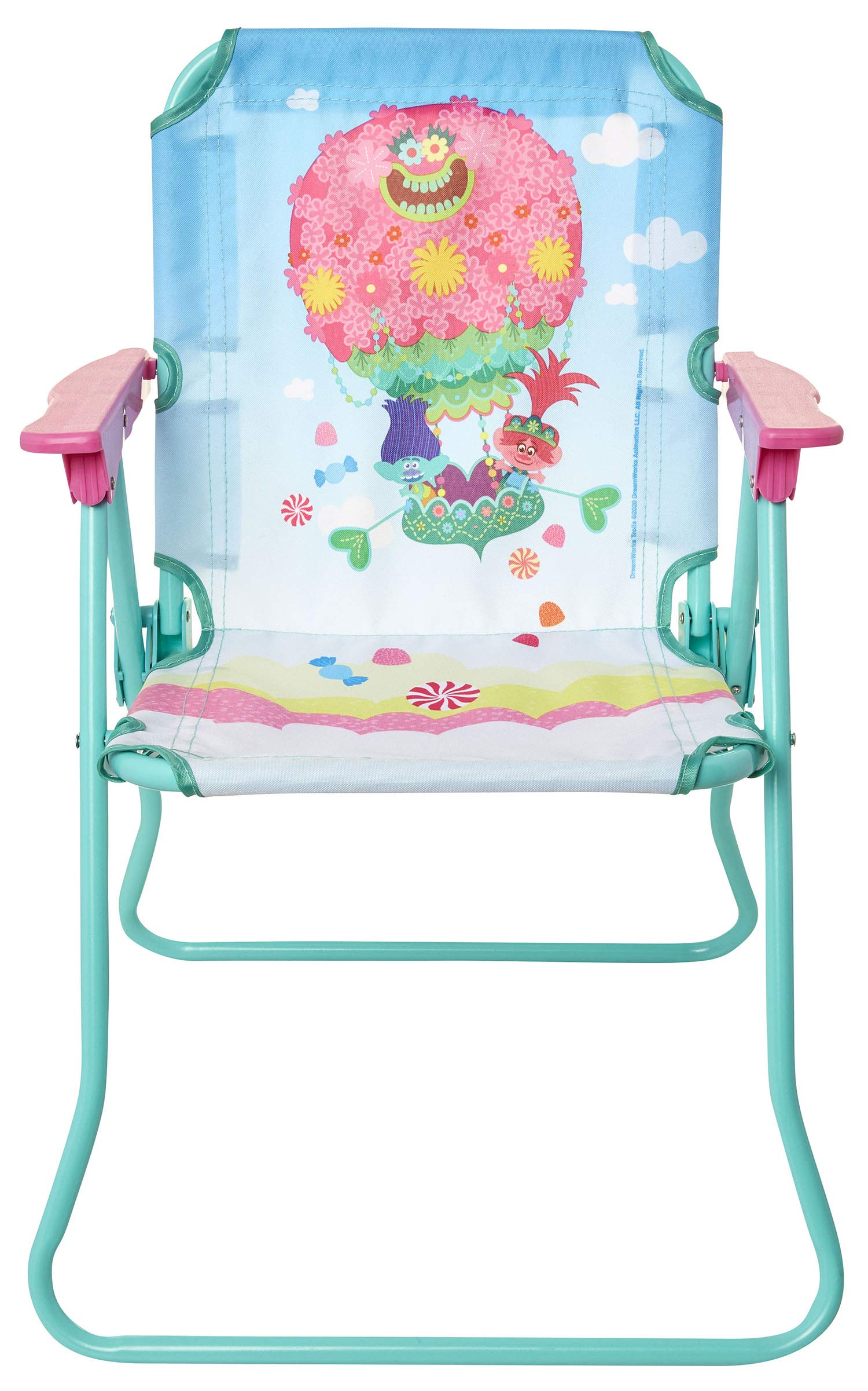 DreamWorks Trolls 2 Patio Chair for Kids, Portable Folding Park Lawn Chairs