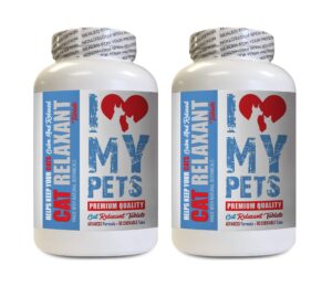 i love my pets llc cat calming products for cats in heat - cat relaxant - anxiety relief & calmer - premium quality treats - cat calming travel - 180 treats (2 bottles)