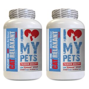 I LOVE MY PETS LLC cat Calming Products for Cats in Heat - CAT Relaxant - Anxiety Relief & Calmer - Premium Quality Treats - cat Calming Travel - 180 Treats (2 Bottles)