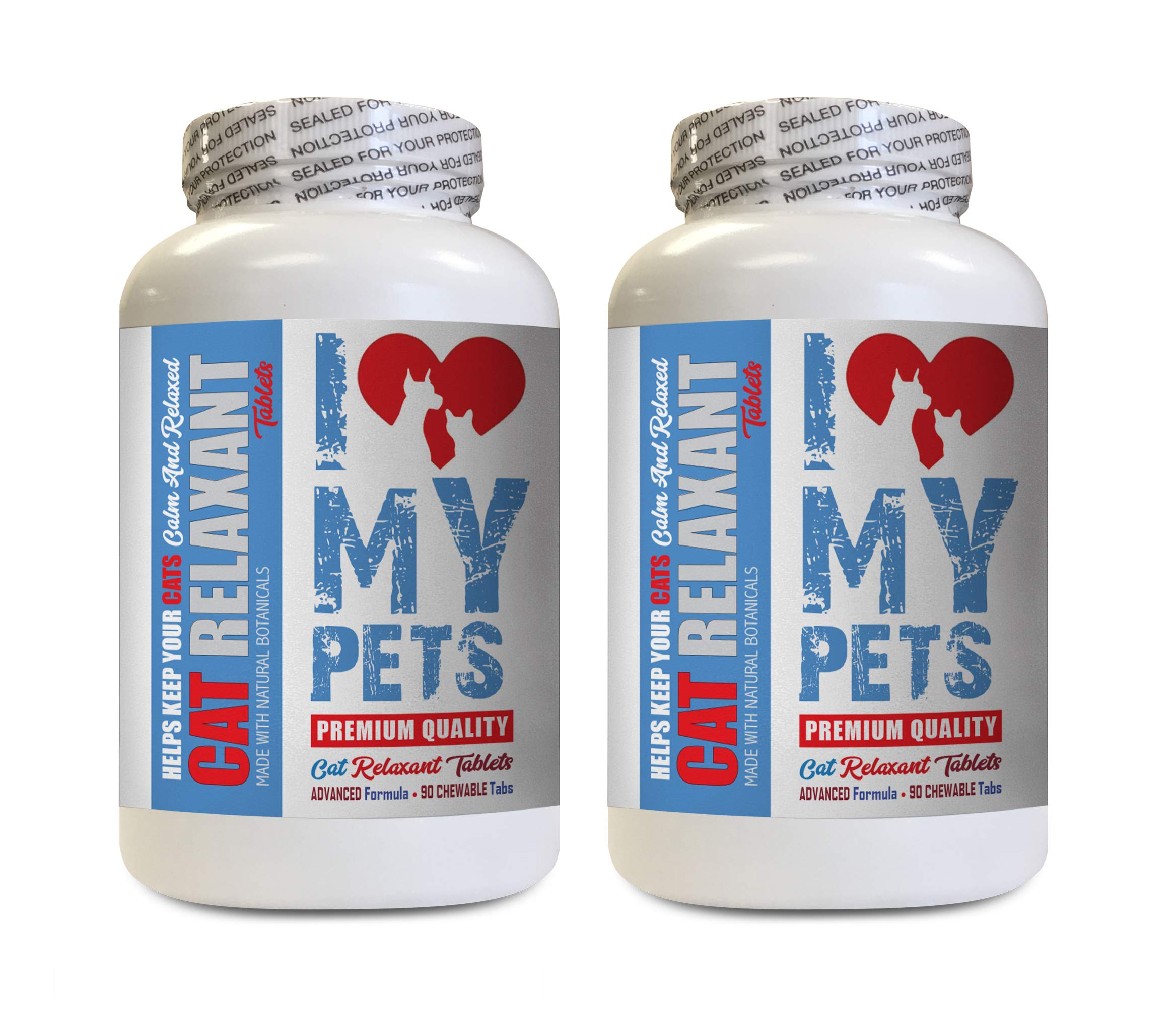 I LOVE MY PETS LLC cat Calming Products for Cats in Heat - CAT Relaxant - Anxiety Relief & Calmer - Premium Quality Treats - cat Calming Travel - 180 Treats (2 Bottles)