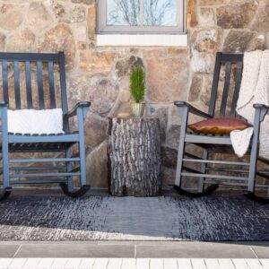 Unique Loom Outdoor Modern Collection Area Rug - Ombre (5' 1" x 8' Rectangle, Charcoal Gray/ Ivory)