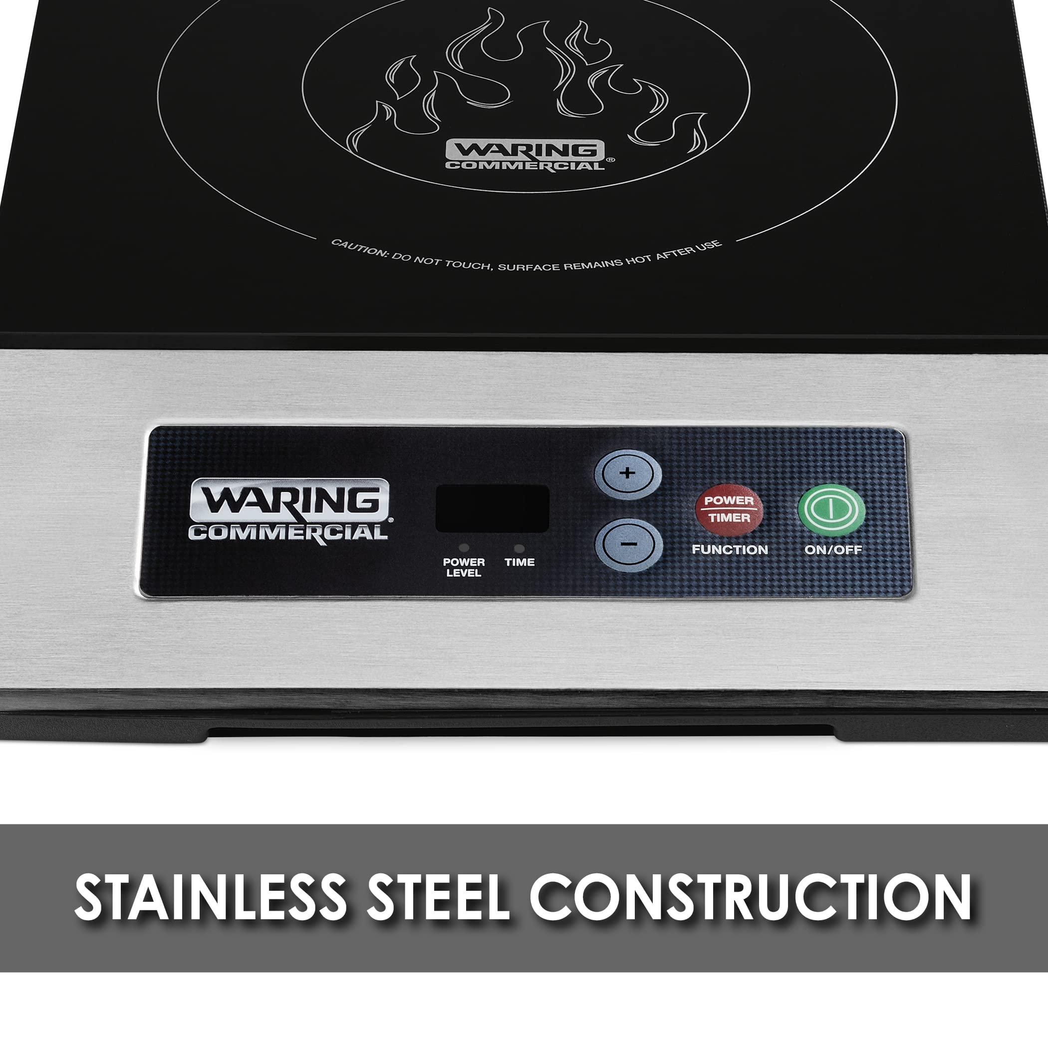 Waring Commercial WIH200 Light Duty Single Induction Range, 10 power settings, Easy-Touch Controls, Durable Tempered Glass Surface, 120V, 1800W, 5-15 Phase Plug, Multicolor