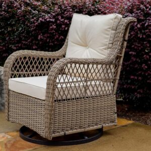 Tortuga Outdoor Rio Vista Swivel Glider, Single Chair, Sandstone Wicker and Cushions