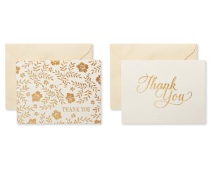 american greetings wedding thank you cards with envelopes, gold and cream (50-count)