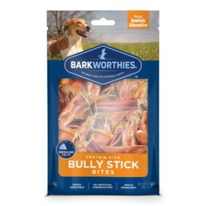 barkworthies protein-rich bully stick bites (10oz. bag) - all-natural rawhide alternative - easily digestible dog treat - promotes dental health