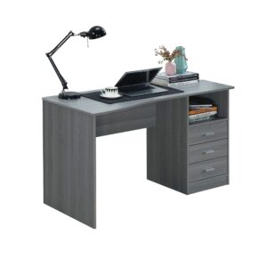 techni mobili classic computer desk with multiple drawers, grey