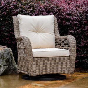 Tortuga Outdoor Rio Vista Swivel Glider, Single Chair, Sandstone Wicker and Cushions