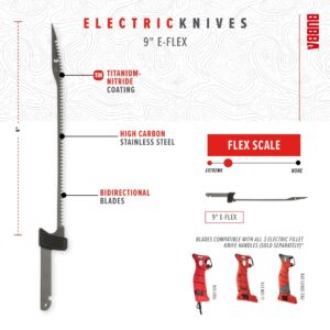 BUBBA 9 Inch E-FLEX Electric Fillet Blade with Ti-Nitride Coated Hollow Stainless Steel Non-Stick Reciprocating Construction for Fishing and Outdoors