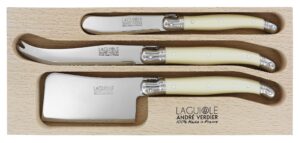 andre verdier laguiole debutant cheese knife set 3 pce, stainless steel/ivory, av-3pc-cheese-if, made in france