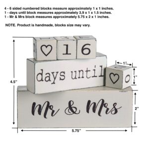 Lillium Wedding Day Countdown Calendar Blocks Sign - Counting Down Days Until Mr & Mrs - Wooden Engagement Gift Set for Engaged Couples – Bridal Shower Gift – Bride to Be – Rustic Gray