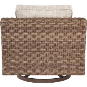 Signature Design by Ashley Beachcroft Outdoor Swivel Wicker Patio Lounge Chair, Beige