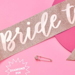 xo, Fetti Rose Gold Glitter Bachelorette Party Sash - Bride To Be | Bachelorette Party Decorations, Bridal Shower, Bride Gift