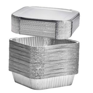 8x8 Disposable Aluminum Pans With Lids - 20 Pack Foil Pans For Cooking, Baking Cakes, Roasting & Homemade Breads - Disposable Food Containers With Foil Lids