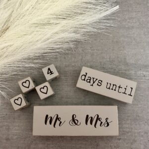 Lillium Wedding Day Countdown Calendar Blocks Sign - Counting Down Days Until Mr & Mrs - Wooden Engagement Gift Set for Engaged Couples – Bridal Shower Gift – Bride to Be – Rustic Gray