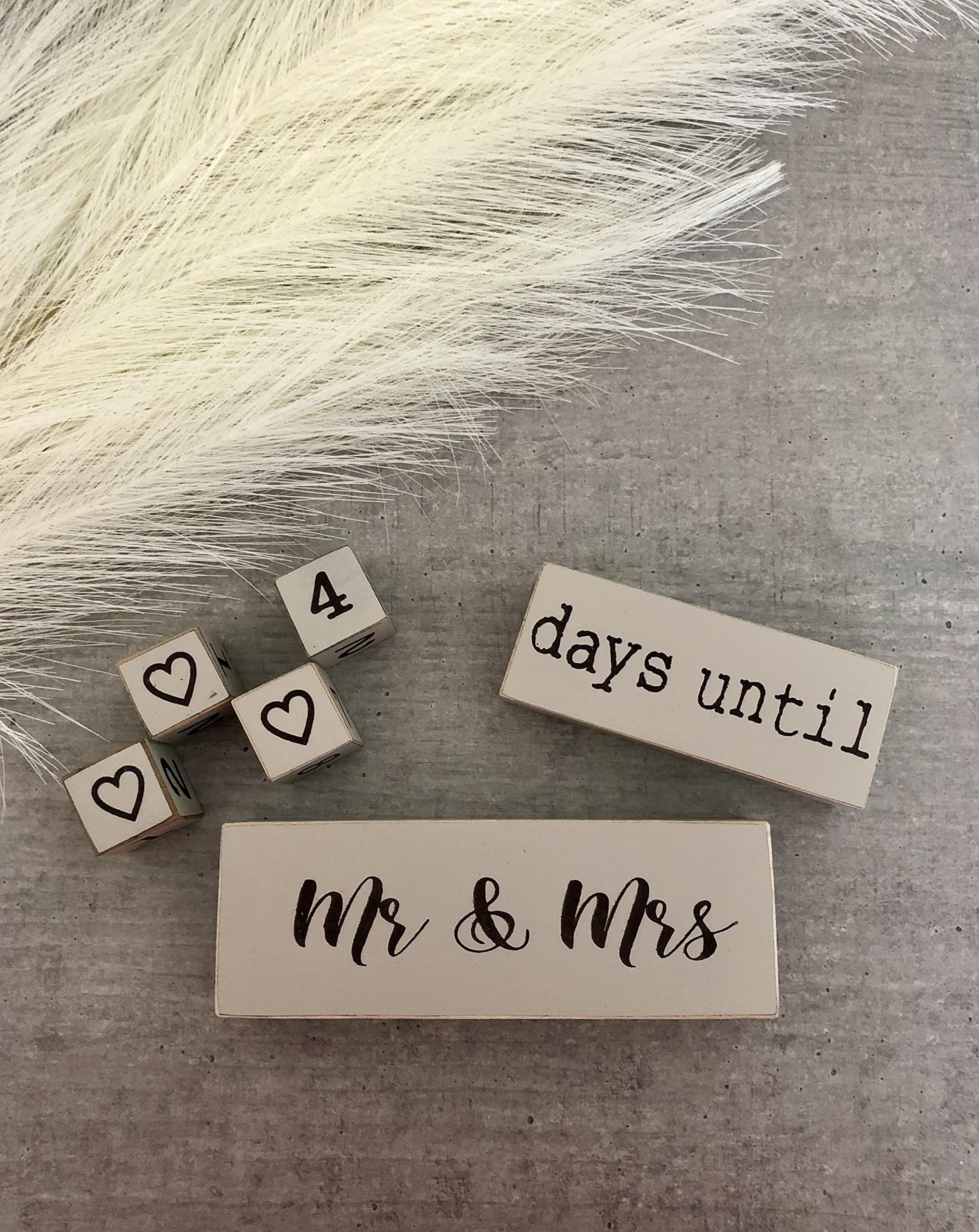 Lillium Wedding Day Countdown Calendar Blocks Sign - Counting Down Days Until Mr & Mrs - Wooden Engagement Gift Set for Engaged Couples – Bridal Shower Gift – Bride to Be – Rustic Gray