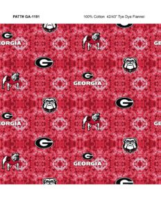 sykel enterprises university of georgia tie dye flannel fabric-sold by the yard-college flannel fabric