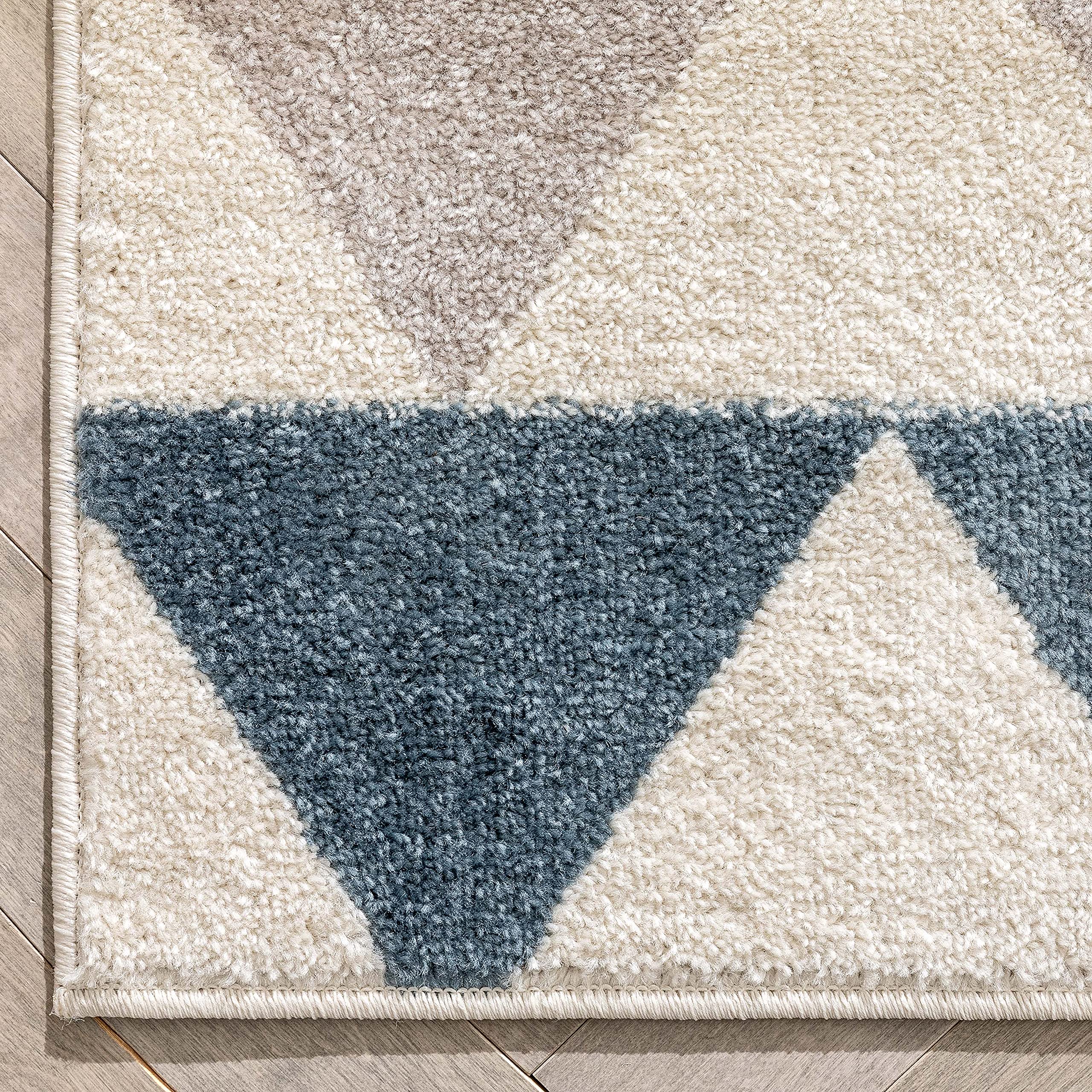 Well Woven Lincoln Modern Scandinavian Triangles Geometric Gold & Blue Area Rug 3x5 (3'11" x 5'3")