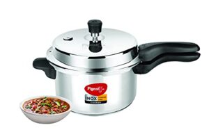 pigeon pressure cooker - 5 quart - inox stainless steel outer lid stovetop & induction base - cook delicious food in less time: soups, rice, legumes, and more- 5 liters