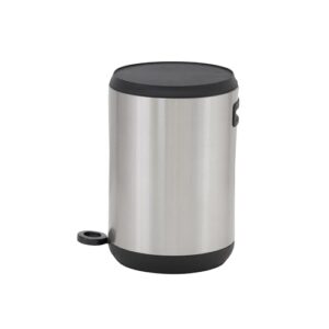 Design Trend 5 Liter Small Round Stainless Steel Step Trash Can with Soft Close Lid 1.3 Gallon, Silver