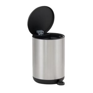 Design Trend 5 Liter Small Round Stainless Steel Step Trash Can with Soft Close Lid 1.3 Gallon, Silver