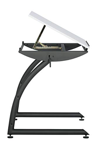 SD STUDIO DESIGNS Triflex Drawing Table, Sit to Stand Up Adjustable Office Home Computer Desk, 35.25" W X 23.5" D, Charcoal Black/White