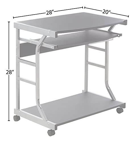 Target Marketing Systems Berkeley Mobile Desk with Pull Out Keyboard Tray and Lockable Wheels, Modern Rolling Laptop Table Ideal for Working from Home, 27.5", Black