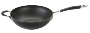 circulon momentum wok non stick 26cm - induction wok pan with oven safe soft grip handles, dishwasher safe, metal utensil safe durable cookware, deep stir fry pan, black