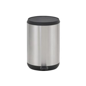 Design Trend 5 Liter Small Round Stainless Steel Step Trash Can with Soft Close Lid 1.3 Gallon, Silver