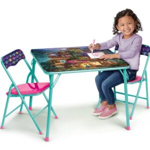 Disney's Encanto Kids Folding Table & Chairs Set for Kid and Toddler 36 Months Up To 7 years, Includes: 1 Table (36"L x 24"W x 20"H), 2 Chairs (13"L x 13.5"W x 21"H) Weight Limit: 70 lb