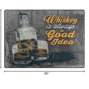 ALAZA Whiskey Always Good Idea with in Two Glasses and Bottle Quotes Vintage Area Rug Rugs for Living Room Bedroom 5'3"x4'