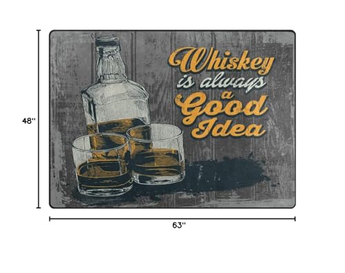 ALAZA Whiskey Always Good Idea with in Two Glasses and Bottle Quotes Vintage Area Rug Rugs for Living Room Bedroom 5'3"x4'