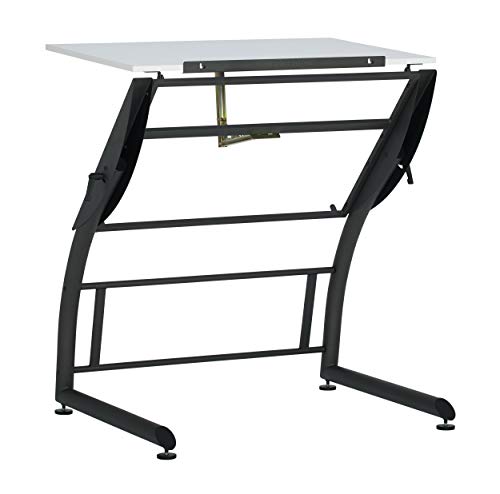 SD STUDIO DESIGNS Triflex Drawing Table, Sit to Stand Up Adjustable Office Home Computer Desk, 35.25" W X 23.5" D, Charcoal Black/White