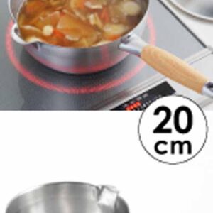 Yoshikawa PD3007 Stainless Steel Dripless Pourer, Snow Flat Pot, One Hand Pot, 7.9 inches (20 cm), 6.1 gal (2.3 L), For Both Induction and Gas Fires, Made in Japan