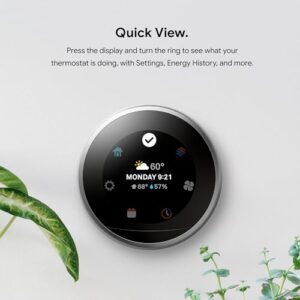 Google Nest Learning Thermostat - 3rd Gen (2015) - Programmable Smart Thermostat for Home - Works with Alexa - Polished Steel