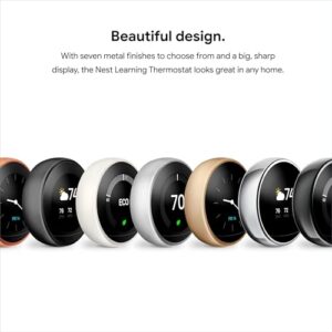 Google Nest Learning Thermostat - 3rd Gen (2015) - Programmable Smart Thermostat for Home - Works with Alexa - Polished Steel