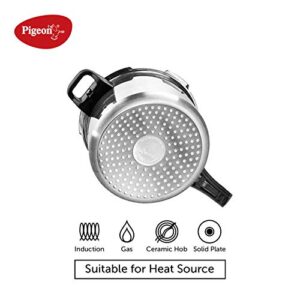 Pigeon Pressure Cooker - 5 Quart - Inox Stainless Steel Outer Lid Stovetop & Induction Base - Cook delicious food in less time: soups, rice, legumes, and more- 5 Liters