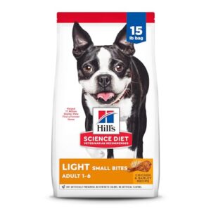 hill's science diet light , adult 1-6, weight management support, small kibble, dry dog food, chicken & barley, 15 lb bag