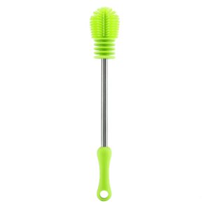 silicone bottle brush, 360 degree rotary silicone bottle brush kitchen cleaner with anti slip handle for throughly stubborn tea or coffe, milk powder scale on