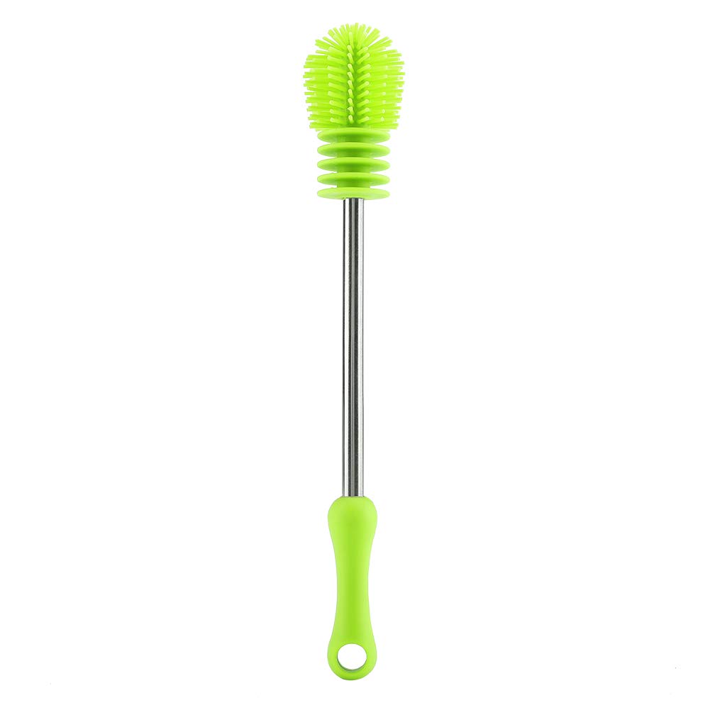 Silicone Bottle Brush, 360 Degree Rotary Silicone Bottle Brush Kitchen Cleaner with Anti Slip Handle for Throughly Stubborn Tea or Coffe, Milk Powder Scale on