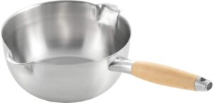 yoshikawa pd3007 stainless steel dripless pourer, snow flat pot, one hand pot, 7.9 inches (20 cm), 6.1 gal (2.3 l), for both induction and gas fires, made in japan