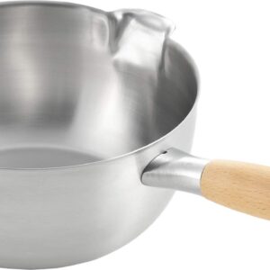 Yoshikawa PD3007 Stainless Steel Dripless Pourer, Snow Flat Pot, One Hand Pot, 7.9 inches (20 cm), 6.1 gal (2.3 L), For Both Induction and Gas Fires, Made in Japan