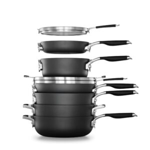 calphalon select 9pc space saving hard-anodized nonstick cookware set