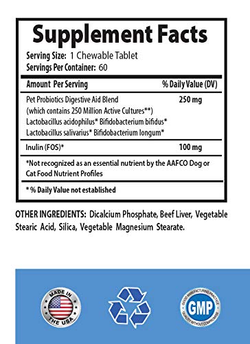 I LOVE MY PETS LLC cat probiotics for Diarrhea - CAT Digestive AID - Healthy PROBIOTICS - Chews - cat Digestive aid - 60 Treats (1 Bottle)