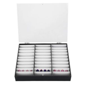 FILFEEL Nail Art Box Organizer, 30 Compartments Nail Tips Container Empty Transparent Bead Rhinestone Storage Decoration Solutions 9.44 x 7.48 x 1.77inch(Black)