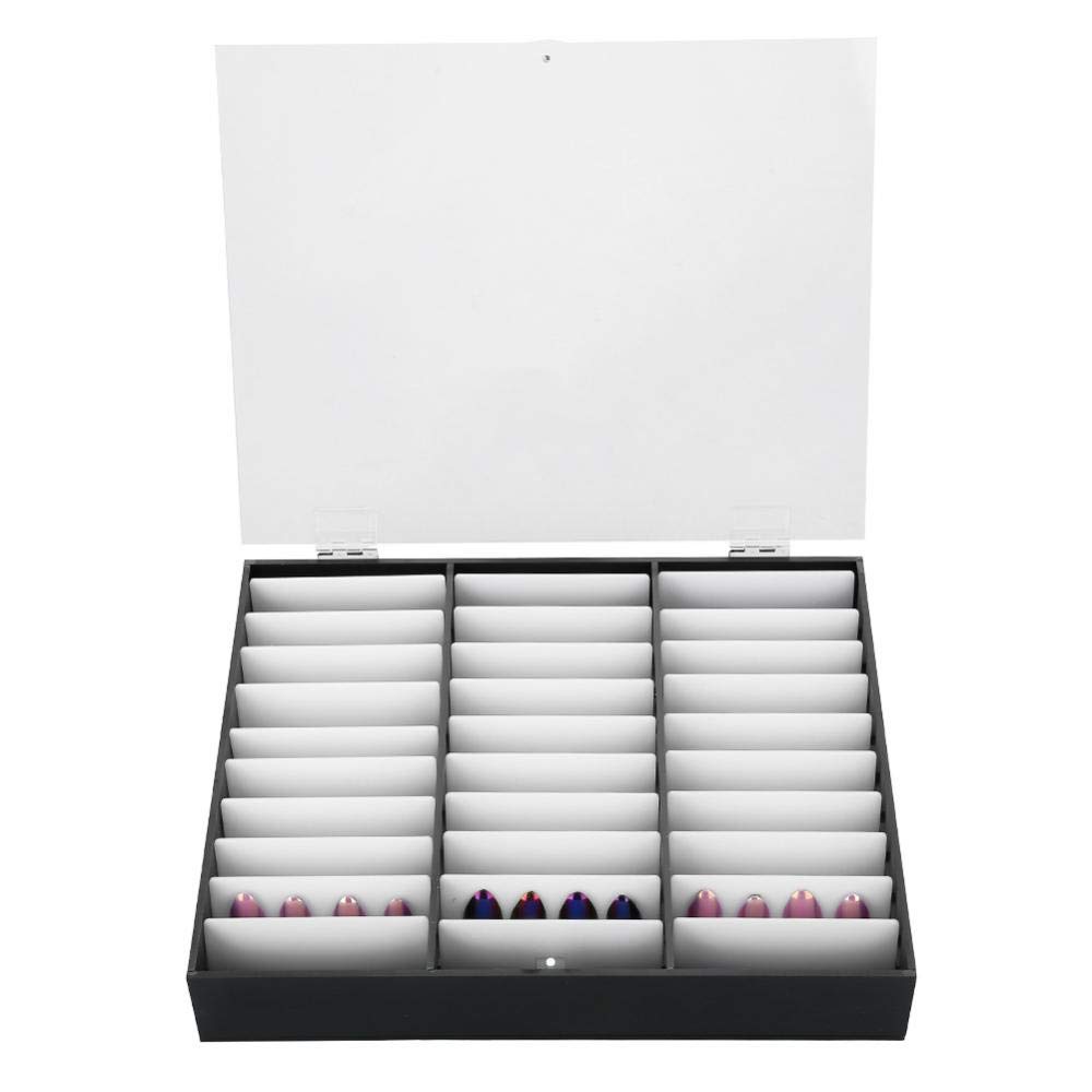 FILFEEL Nail Art Box Organizer, 30 Compartments Nail Tips Container Empty Transparent Bead Rhinestone Storage Decoration Solutions 9.44 x 7.48 x 1.77inch(Black)