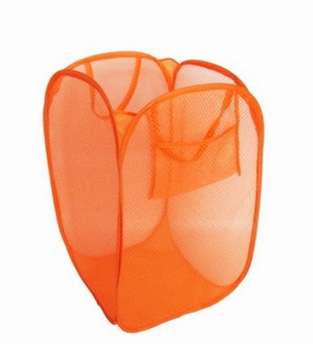 Rectangle Nursery Baskets Baby Clothes Laundry Organizer Mesh Storage Hamper for Toys Children Pop Up Trash Can,Orange