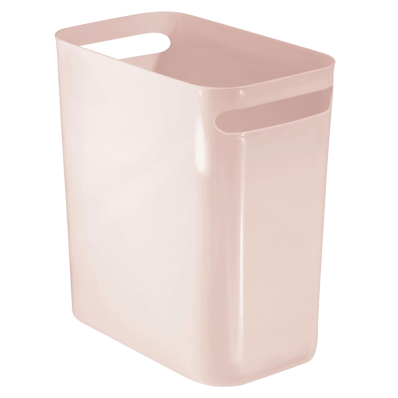 mDesign Plastic Slim Large 2.5 Gallon Trash Can Wastebasket, Classic Garbage Container Recycle Bin for Bathroom, Bedroom, Kitchen, Office, Outdoor Waste, Recycling - Aura Collection - Light Pink/Blush