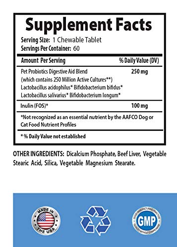 I Love My Pets probiotic cat Treats - PET Digestive AID - Dogs and Cats - Best PROBIOTICS - Digestive enzymes for Cats Tablets - 120 Treats (2 Bottle)