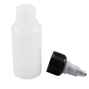 Bekith 40 Pack 1oz Dispensing Bottles, Boston Round HDPE Plastic Bottle with Twist Top Cap, Empty Plastic Squeeze Bottle