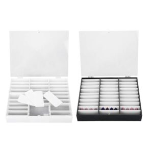 FILFEEL Nail Art Box Organizer, 30 Compartments Nail Tips Container Empty Transparent Bead Rhinestone Storage Decoration Solutions 9.44 x 7.48 x 1.77inch(Black)